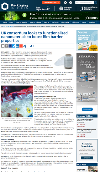 The PackagingInsights.com Newsletter showcases the HiBarFilm project ...